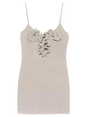 Magda Butrym Floral Appliqué Dress Neutrals