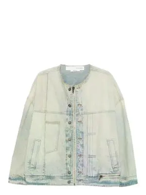 Isabel Benenato Frayed-hem Jacket - Blue