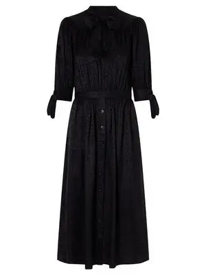 Maison Mayle Leopard Jacquard Silk Midi Dress - Black