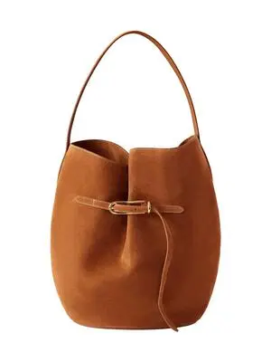 LIFFNER Liffner Large Belted Suede Bucket Bag Tan