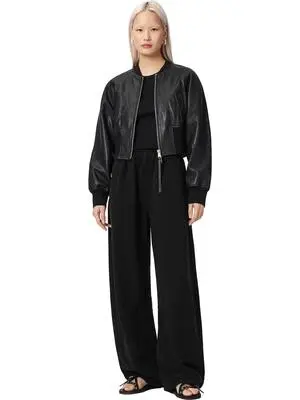ALLSAINTS Jett Wide Leg Linen Blend Pants - Black