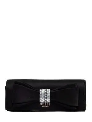 Guess Mini Elsie Bow-embellished Clutch - Black