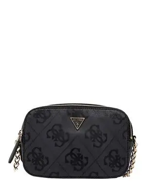 Guess Monogram Crossbody Bag With Chain Strap - Grey