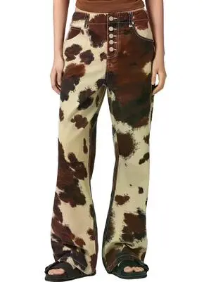 ALLSAINTS Taya Cow Print Jeans - Neutrals