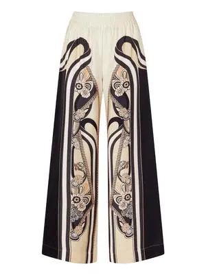 La DoubleJ Palazzo Printed Silk-Twill Pants Multi