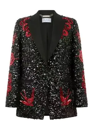 Philipp Plein Sequin Embellished Blazer - Black
