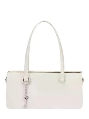 POTAMY Leather Shoulder Bag With Charm - Neutrals