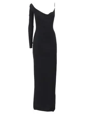 Elisabetta Franchi Draped Maxi Dress With Gold-tone Hardware - Black