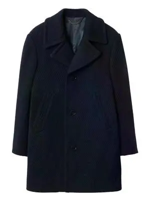 Burberry Single-breasted Wool Coat - Blue