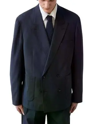 CARTER YOUNG Kirk Unstructured Double-breasted Blazer - Blue