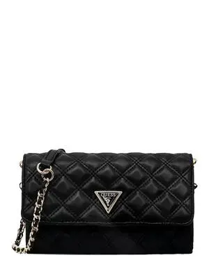Guess Quilted Crossbody Bag With Chain Strap - Black