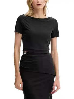 Guess Ribbed Knit Short-sleeve T-shirt - Black