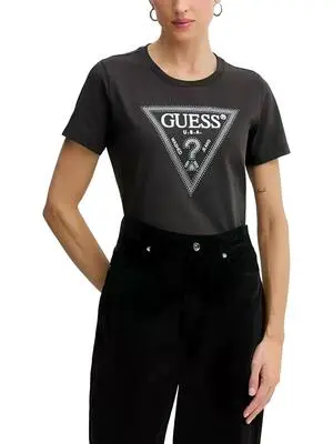 Guess Triangle-logo Cotton T-shirt - Black
