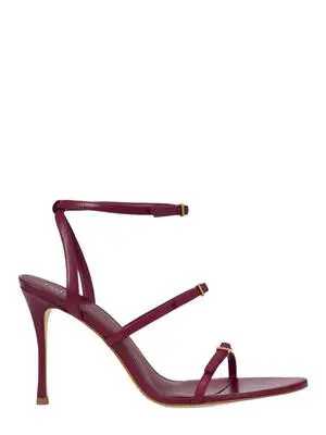 POTAMY Buckle Strap Leather Stiletto Sandals - Red