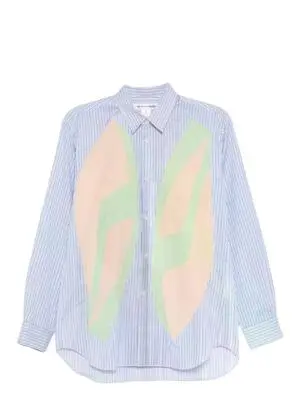 Comme Des Garçons Striped Patchwork Shirt - Blue