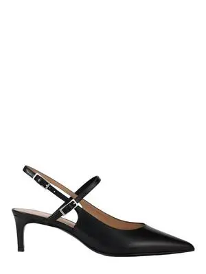 POTAMY Buckle Strap Leather Pumps - Black