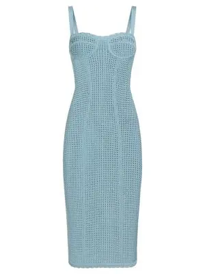 Dolce & Gabbana Openwork Knit Bustier Dress - Azure