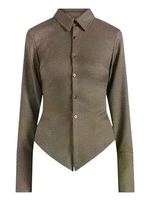 Manière De Voir Maniere De Voir Houndstooth Fitted Shirt - Brown