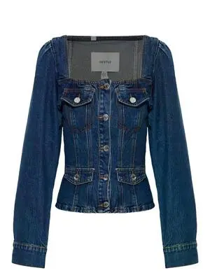 GESTUZ Button Denim Jacket - Blue