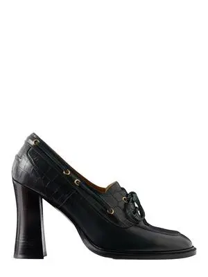 Bally Saule Croc-effect Leather Pumps - Green