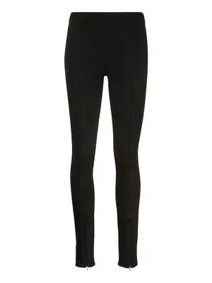 Calvin Klein Logo-embroidered Cuff-zip Leggings - Black