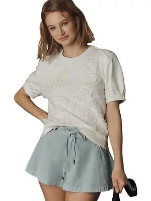 Maeve Puff-sleeve Floral Blouse - Ivory