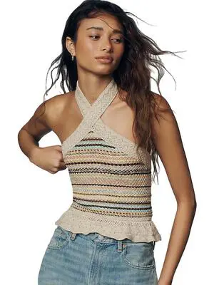 PILCRO Halter Sweater Tank Top - Safari
