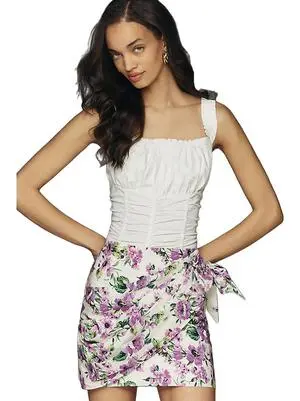 Maeve Floral Wrap Mini Skirt - Purple Floral