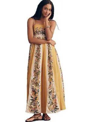Farm Rio Sleeveless A-line Maxi Dress - Hilo Stripes Sand