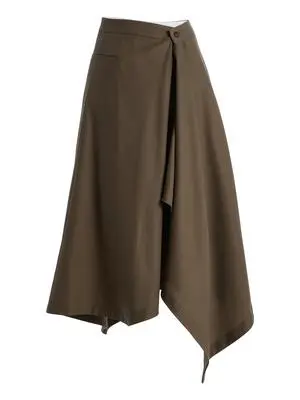 SLOAN SLOAN Asymmetric Summer Wool Midi Skirt