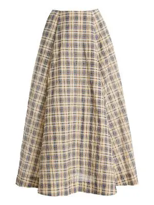 BERNADETTE Bernadette Kennedy Cotton-Blend Checked Midi Skirt