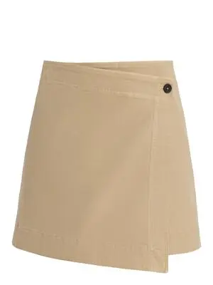 Closed A" Wrap Effect Mini Skirt - Neutral
