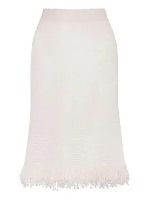 PARIS GEORGIA Fringed Knit Midi Skirt