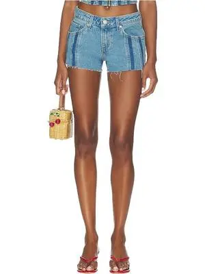 LEVI'S Low Rise Shadow Seam Denim Shorts - Blue