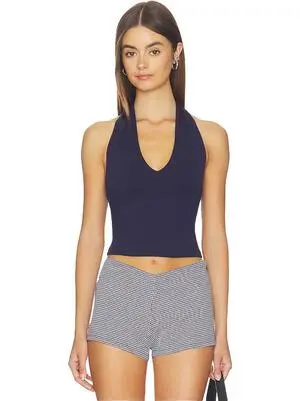 Good American Super Stretch Halter Tank Top - Navy
