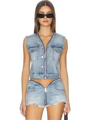 Alexander Wang Dipped V Trucker Vest - Blue