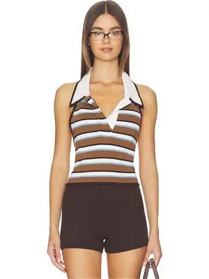 Monse Striped Halterneck Knit Top With Back Tie - Brown