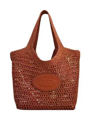 TOD'S Tod's Woven Crochet Tote Bag Brown