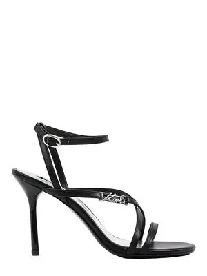 Karl Lagerfeld Logo Strap Stiletto Sandals - Black