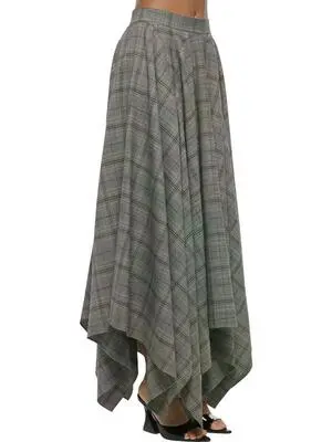ANOUKI Checkered Asymmetric Skirt - Grey