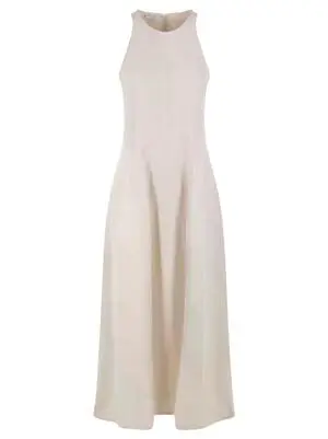 Brunello Cucinelli Twill Sleeveless Midi Dress - Neutrals