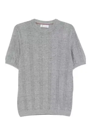Brunello Cucinelli Ribbed Short-sleeve T-shirt - Grey