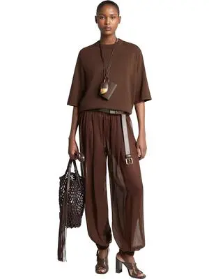 Michael Kors Silk Voile Sarouel Pants Brown
