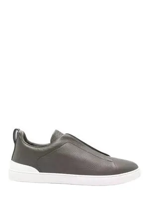 Zegna Triple Stitch Round-Toe Sneakers Grey