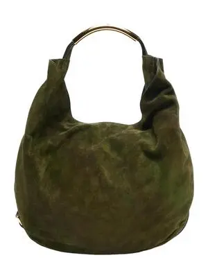 Moschino Medium Handle Me Logo-plaque Suede Bucket Bag - Green