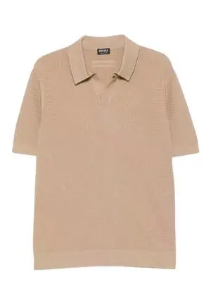 Zegna Textured Polo Shirt Neutrals