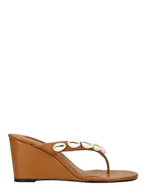 SIMONMILLER Soleil Shell Heeled Leather Wedges - Camel/oth