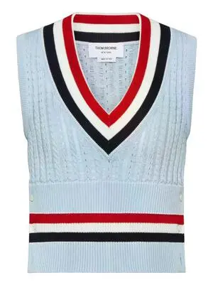 Thom Browne Stripe-Ladder Cable Vest Blue