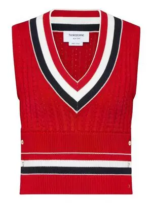 Thom Browne Stripe Cable Vest Red