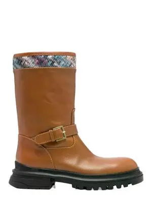Missoni Buckle Strap Biker Boots - Brown